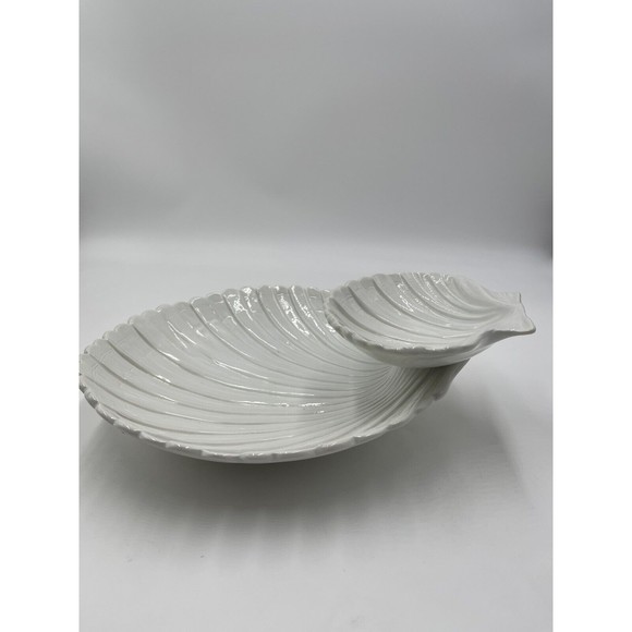Unmarked | Dining | Vintage Italian Chip And Dip White Ceramic Clam ...
